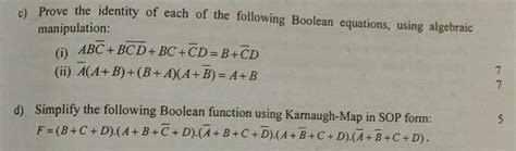 solved prove the identity of each of the following boolean