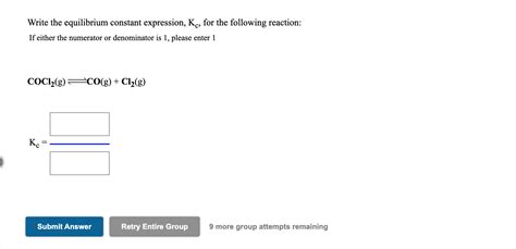 Solved Write The Equilibrium Constant Expression Kc For Chegg