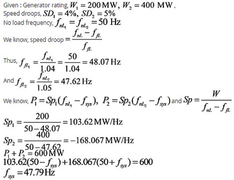 Two Generators Rated At 200MW And 400MW Are Operating In Parallel The