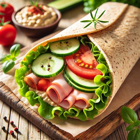 Tortilla z hummusem i szynką Zobacz przepis od Just be FIT