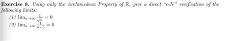solved exercise 8 using only the archimedean property of r