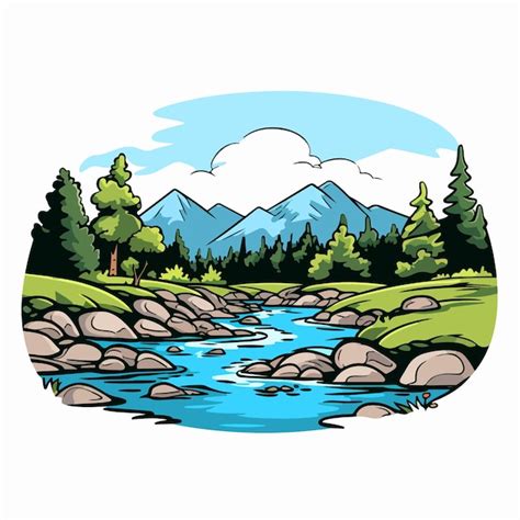 Ilustração vetorial plana do rio Ilustração vectorial isolada de