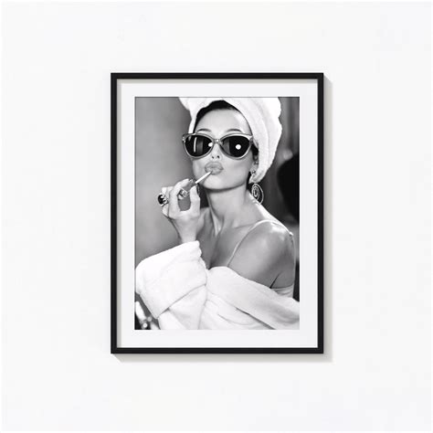 Audrey Hepburn Lipstick Print Black And White Wall Art Vintage Print Photography Prints