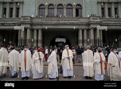 Catholic Priests Take Part In A Procession Marking Corpus Christi In Downtown Guatemala City