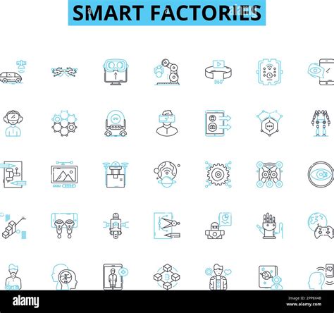Smart Factories Linear Icons Set Automation Robotics Efficiency
