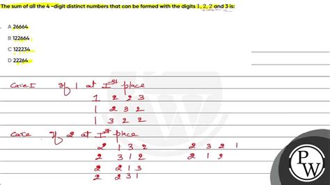 the sum of all the 4 digit distinct numbers that can be formed with the digits 1 2 2 and