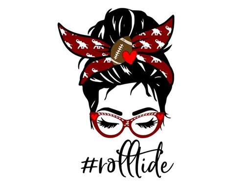 Roll Tide Girl Png Bama Nation Messy Bun Digifitch In