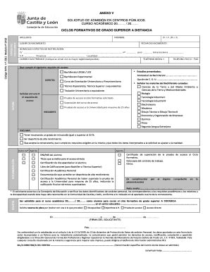 Completable En línea ieszorrilla centros educa jcyl ANEXO V SOLICITUD