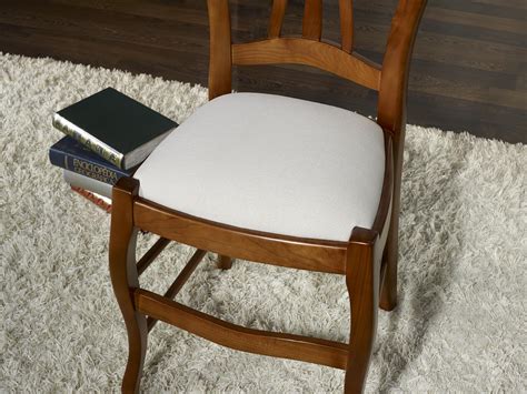 Chaise Corinne En Merisier Massif De Style Louis Philippe Assise Tissu