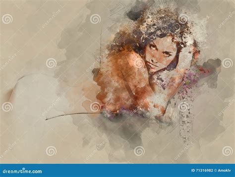 Silhouette Of A Naked Woman Stock Illustration Illustration Of