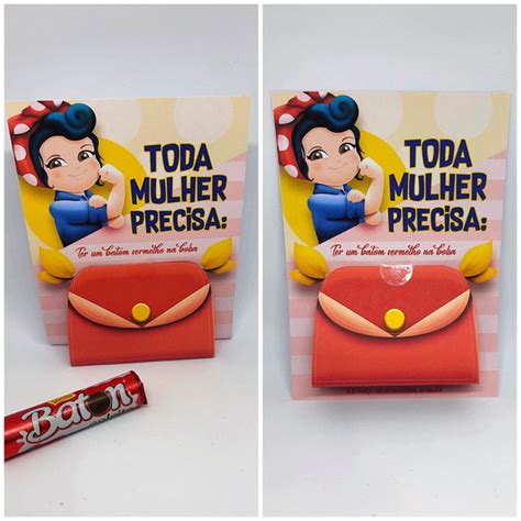 Cartao Para Batom Lembranca Dia Da Mulher 10 Unidades Elo7