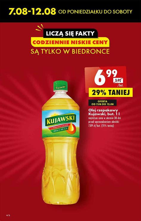 Biedronka 07 08 2023 W tym tygodniu olej kujawski cena 6 99 zł