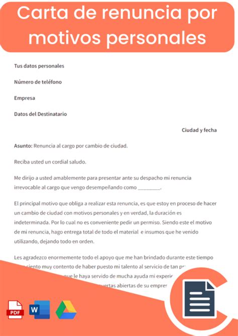 Carta de Renuncia Guías y modelos Rellena Online Word Pdf