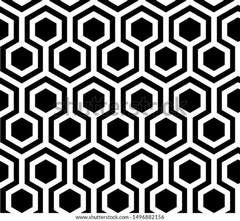 Hexagonal Black White Seamless Pattern Retro ilustrações stock