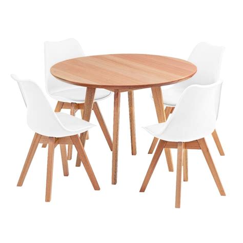 Conjunto Mesa De Jantar Redonda V Rtice Cm Natural Cadeiras