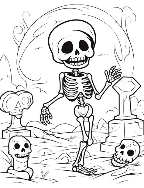 Coloriage squelette d Halloween à imprimer Francais rapide
