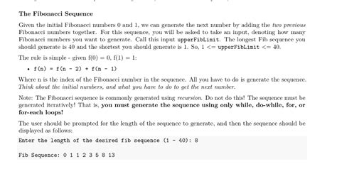 solved fibonacci sequence given initial fibonacci numbers 0 1 generate next number adding