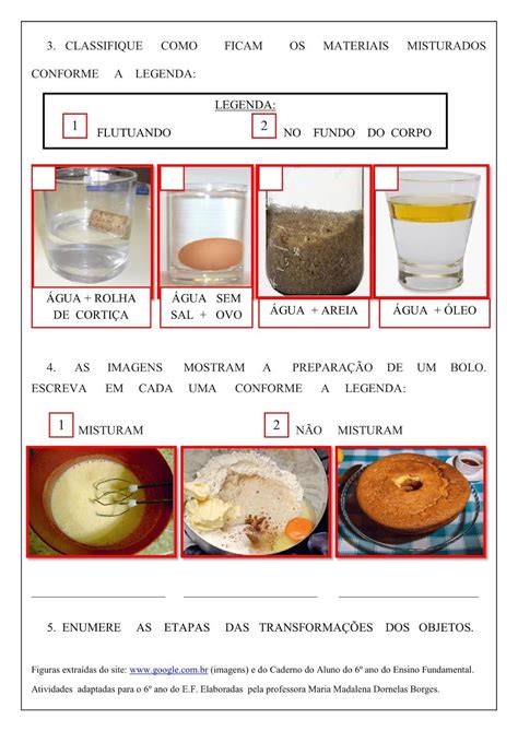 Atividades De Ciencias Ano Misturas Homogeneas E Heterogeneas