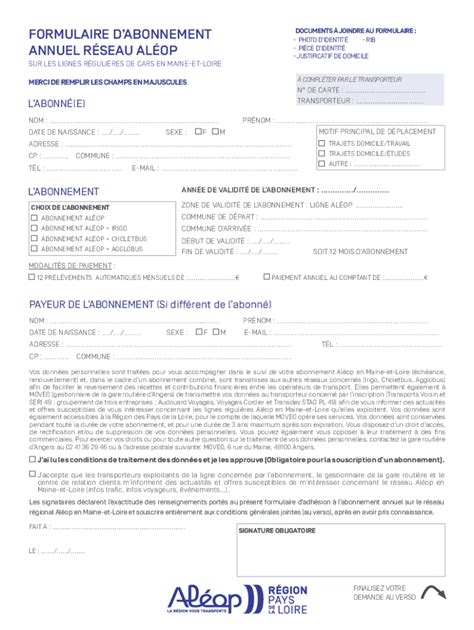Remplissable En Ligne FORMULAIRE D ABONNEMENT ANNUEL RSEAU ALOP Faxer