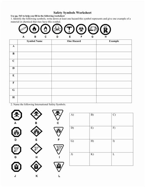 The Safety Symbol Worksheet Is Shown In Black And White With Symbols On It