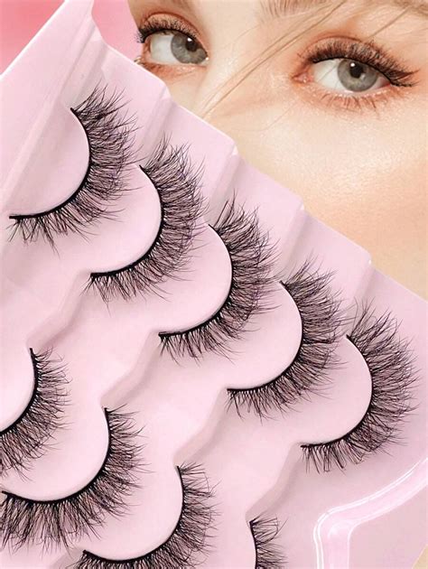 GOSEEK Mink Lashes Fluffy Cat Eye Lashes Wispy 5D Volume False