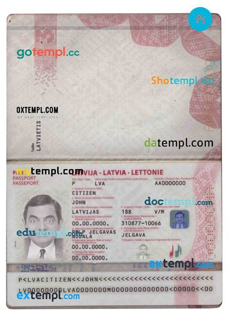Latvia Passport Template In PSD Format Fully Editable 2015 Present