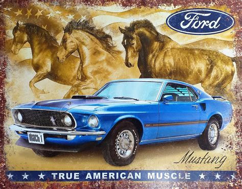 plaque métal vintage FORD MUSTANG MACH 1 TOFMOBILE Plaque métal vintage