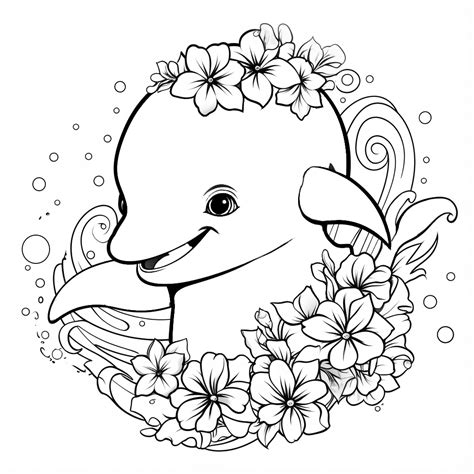 Fröhlicher Delphin Ausmalbild kostenlos herunterladen
