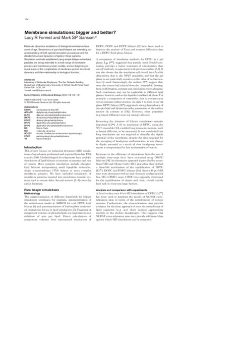 pdf membrane simulations bigger and better lucy forrest