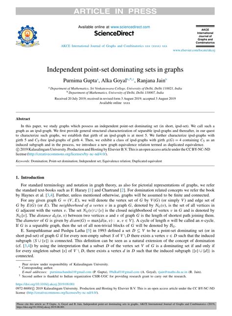 pdf independent point set dominating sets in graphs