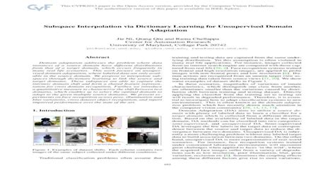 pdf subspace interpolation via dictionary learning for subspace interpolation via