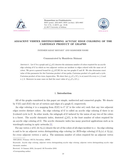 pdf adjacent vertex distinguishing acyclic edge coloring of the cartesian product of graphs