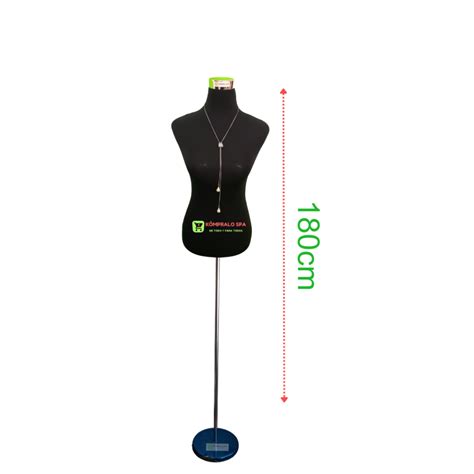 Torso Maniquí Dama Negro Con Pedestal Metal Redondo Kompralos SpA
