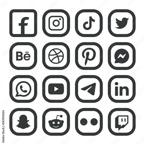 Popular Social Network Logo Icons Facebook Instagram Youtube Pinterest