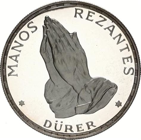50 Pesetas Guineanas Dürer s Praying Hands Equatorial Guinea Numista
