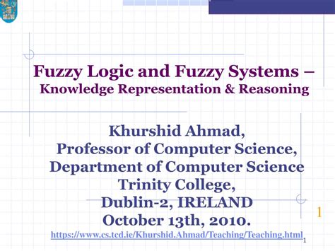 ppt fuzzy logic and fuzzy systems knowledge representation and reasoning powerpoint