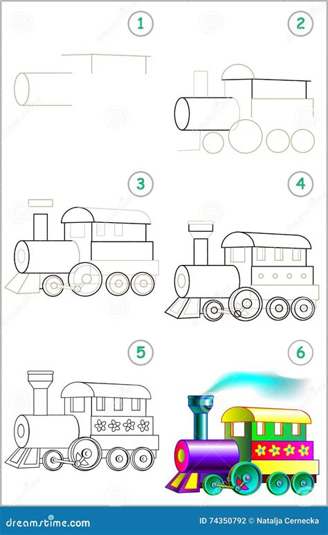 La Página Muestra Cómo Aprender Paso a Paso Dibujar Una Locomotora De
