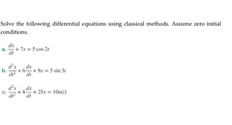 solved solve the following differential equations using