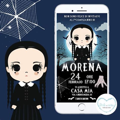 MERCOLEDI ADDAMS Invito Digitale Invito Festa di Compleanno Mercoledì