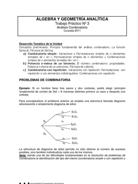 utn ejercicios de combinatoria pdf permutación combinatoria