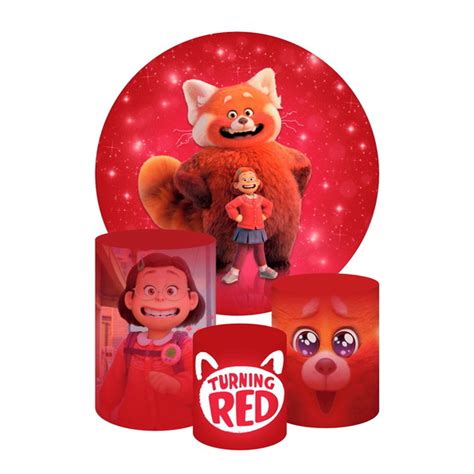 Painel De Festa Redondo Turning Red Elo