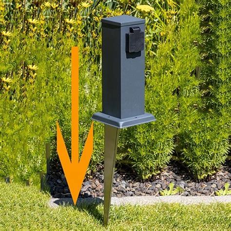 Tuinpaal Met Grondpin Buitenstopcontact Zeiden Dubbel X Cm