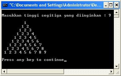 Latihan Kode Program C Membuat Segitiga Angka Riset