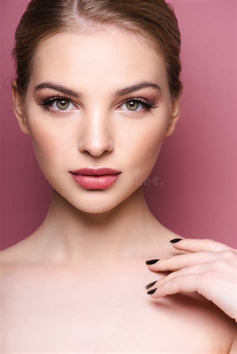 Beautiful And Nude Woman With Makeup Stock Image Image Of Lipstick