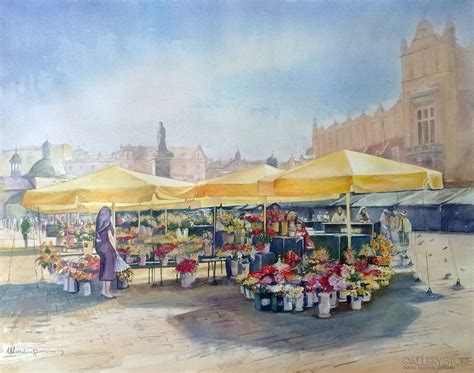 Kwiaciarki II Monika Borowicz Akwarela Gallerystore Pl