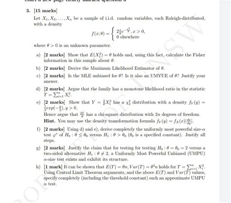 solved 3 [15 marks] let x₁ x2 xn be a sample of