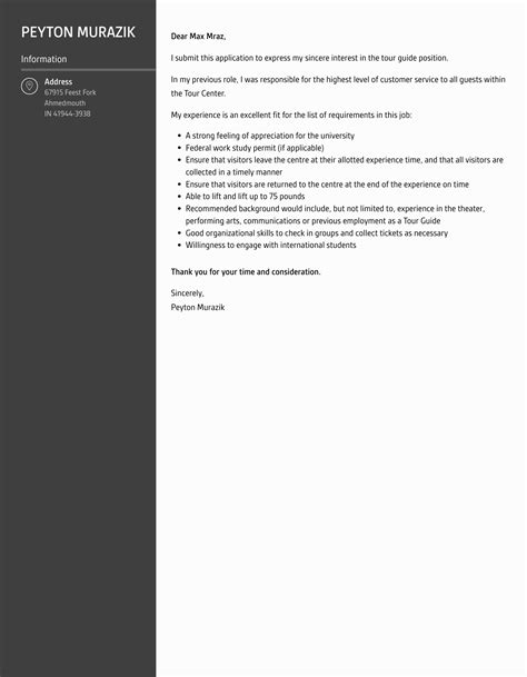 Tour Guide Cover Letter Velvet Jobs