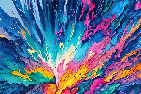Water Color Or Oil Painting Fine Art Illustration Of Abstract Splash