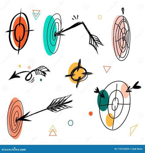 Target And Arrow Icon Vector Doodle Style Isolated Arrow Hitting The
