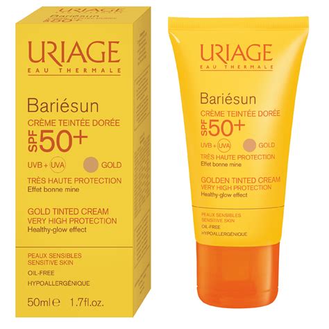 Слънцезащитен крем с цвят Uriage Bariesun SPF 50 Gold 50 мл eMAG bg
